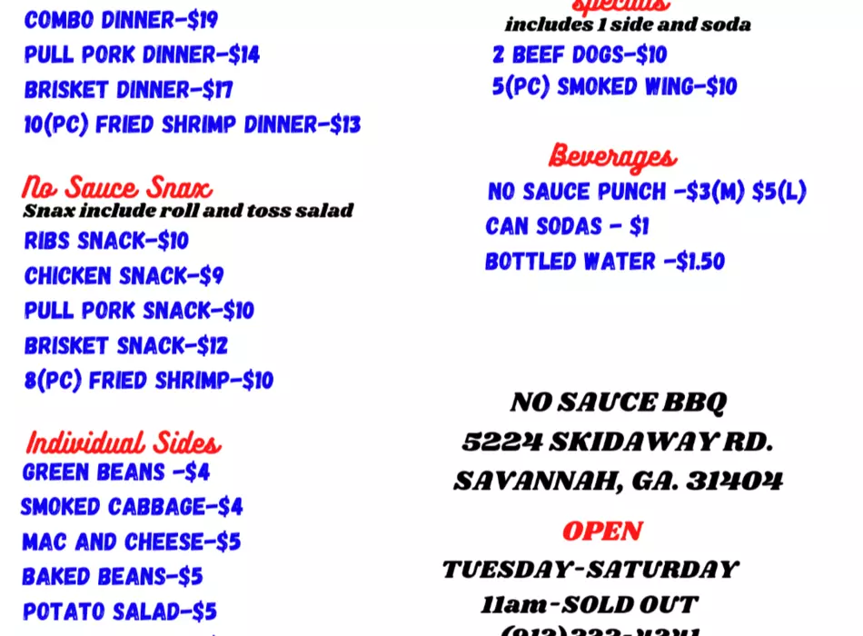 No Sauce BBQ | Food Trucks In | Savannah GA